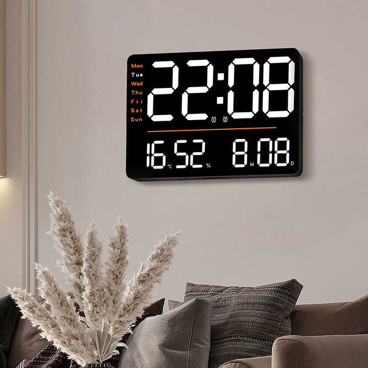 Wall-mounted Digital Wall Clock Digital Large Screen Temperature ...