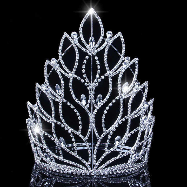 Silver Large Round Pageant Crown Rhinestone Pageant Crown - Buy Round ...