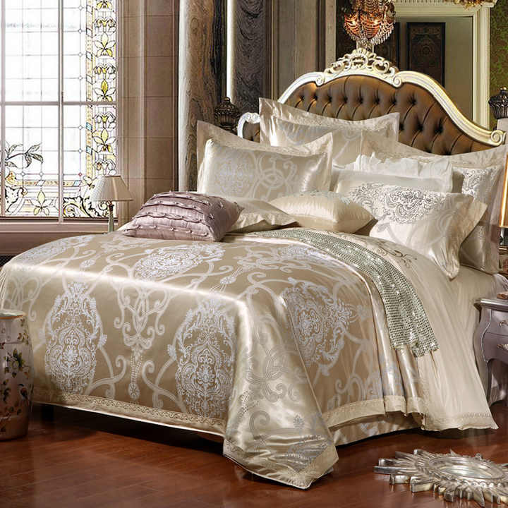 European Style Embroidery Satin Bedding Sets for Custom Sizes