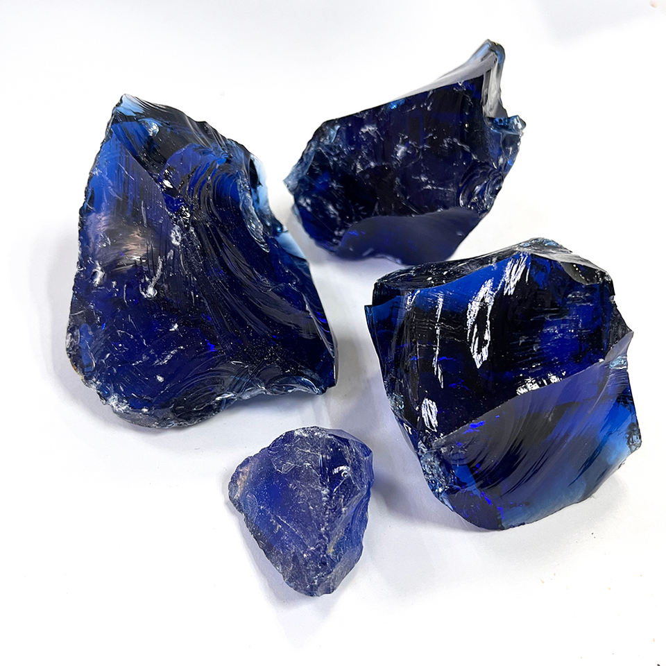 Natural Color Large Broken Glass Stones - Dark Blue Rock