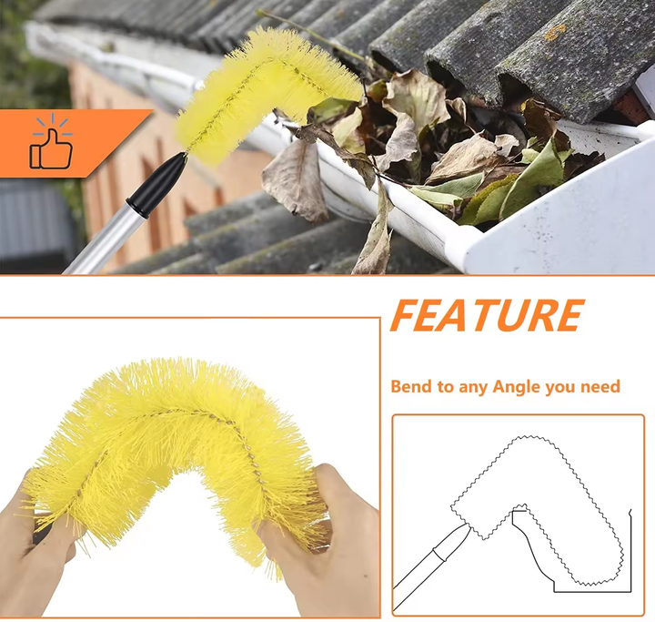 Extendable Telescopic Handle Gutter Cleaner Brush Hard PP Bristle for ...