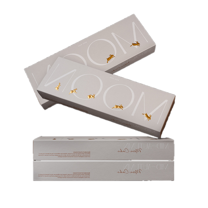 Light Gray Mooncake Gift Box with Gold Rabbit Design for Mid-Autumn ...