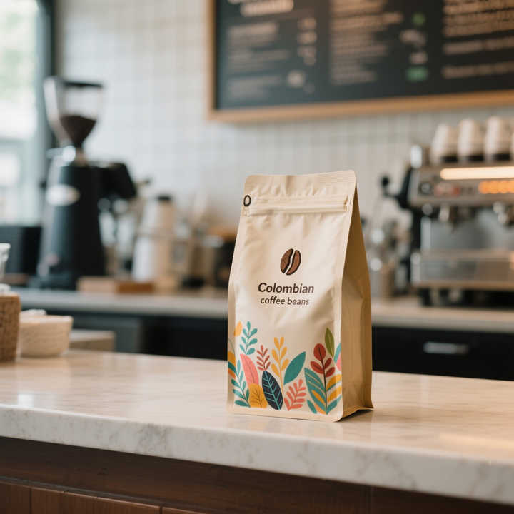 Custom Printed Flat Bottom Stand up Pouch Food Grade Cafe Coffee ...