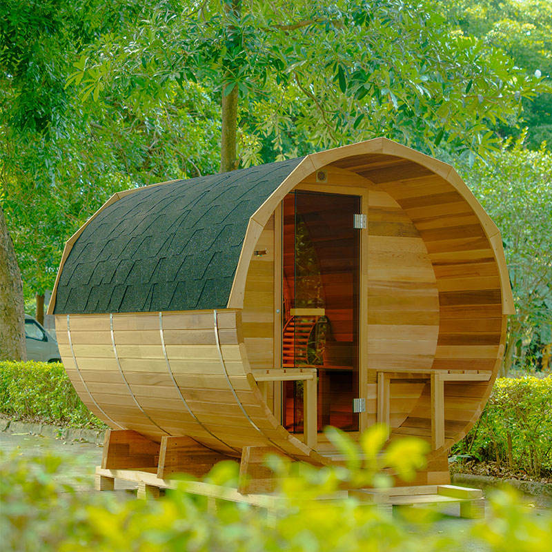 Heat Treated Pine Barrel Dry Steam Sauna Room with Stove Comfortable ...
