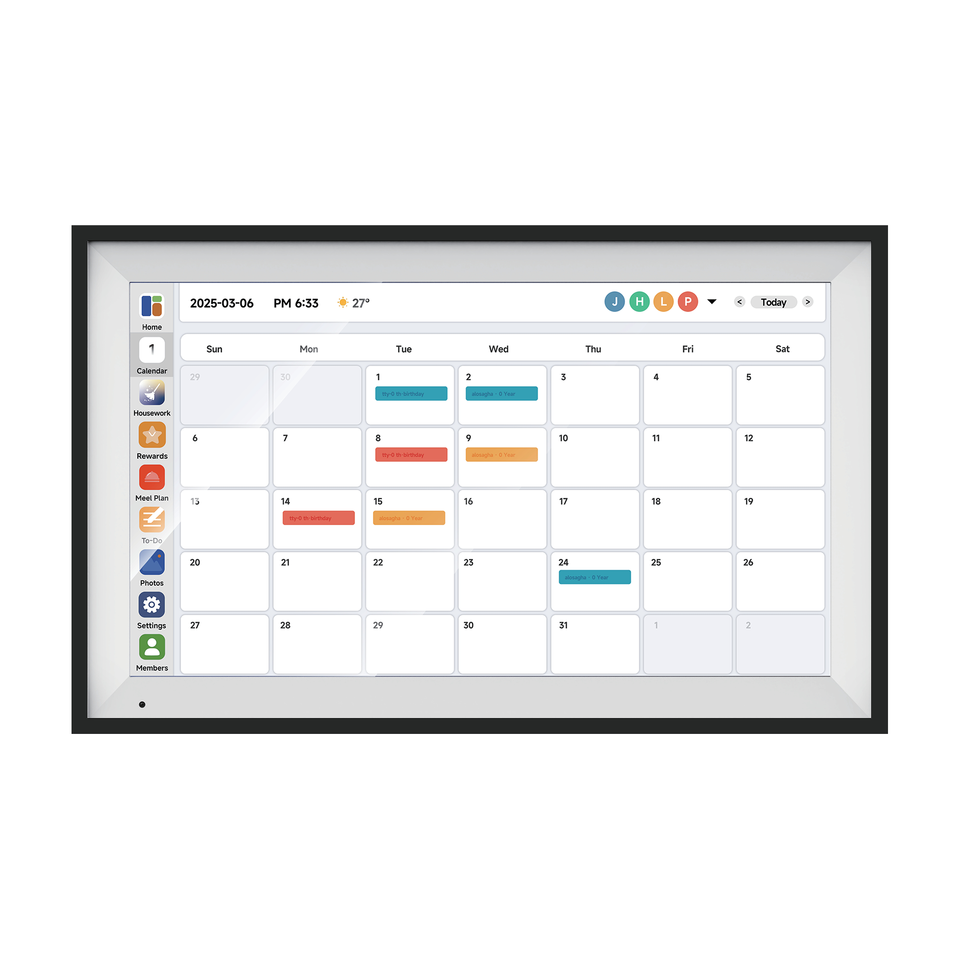 15.6-inch Full HD Digital Calendar Photo Frame with Clock Supports WiFi ...