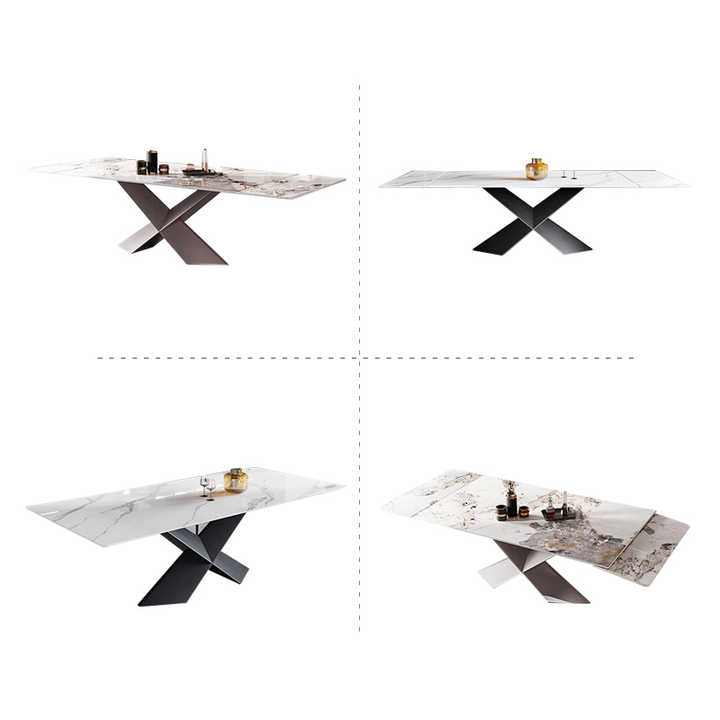 Luxury Extendable Dining Table Chairs Set with Sintered Stone Top