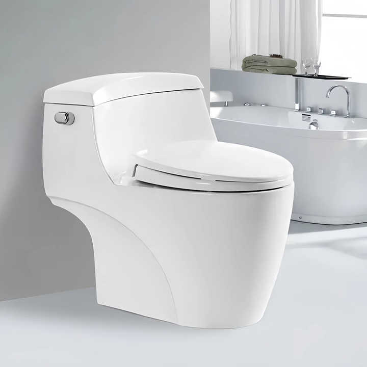 Modern Low Profile Ceramic WC Toilet One-Piece Elongated Bowl with S ...