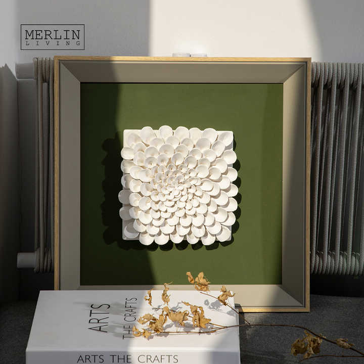 Merlin Living Handmade Ceramic Wall Art Framed Ceramic Flowers Home ...