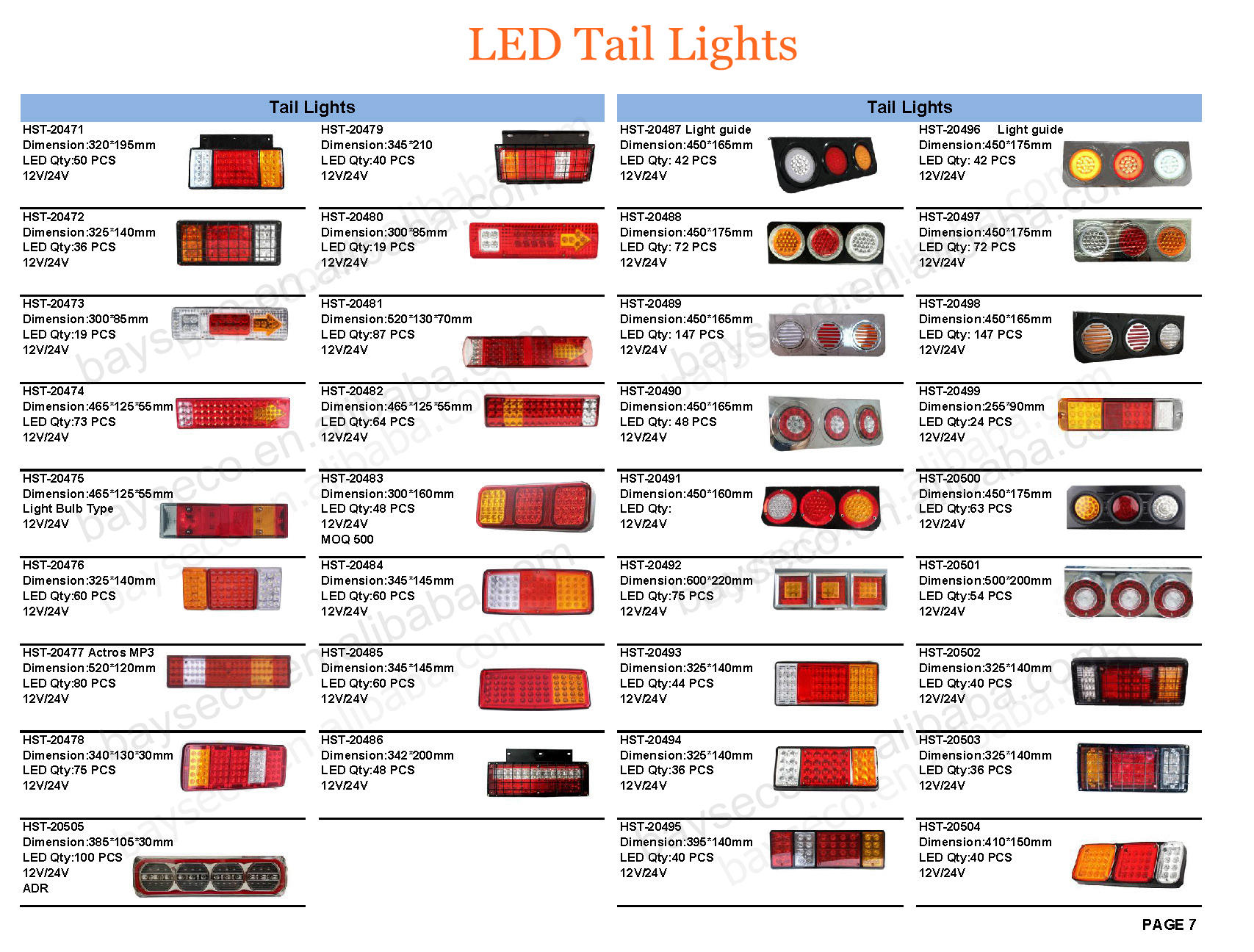 Catalog Bayse 24V LED Truck Tail Light Indicator Position 12V LED Side ...