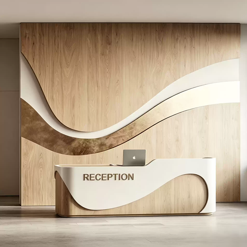 Customized Size and logo Beauty Salon Furniture Wooden Cashier Front ...