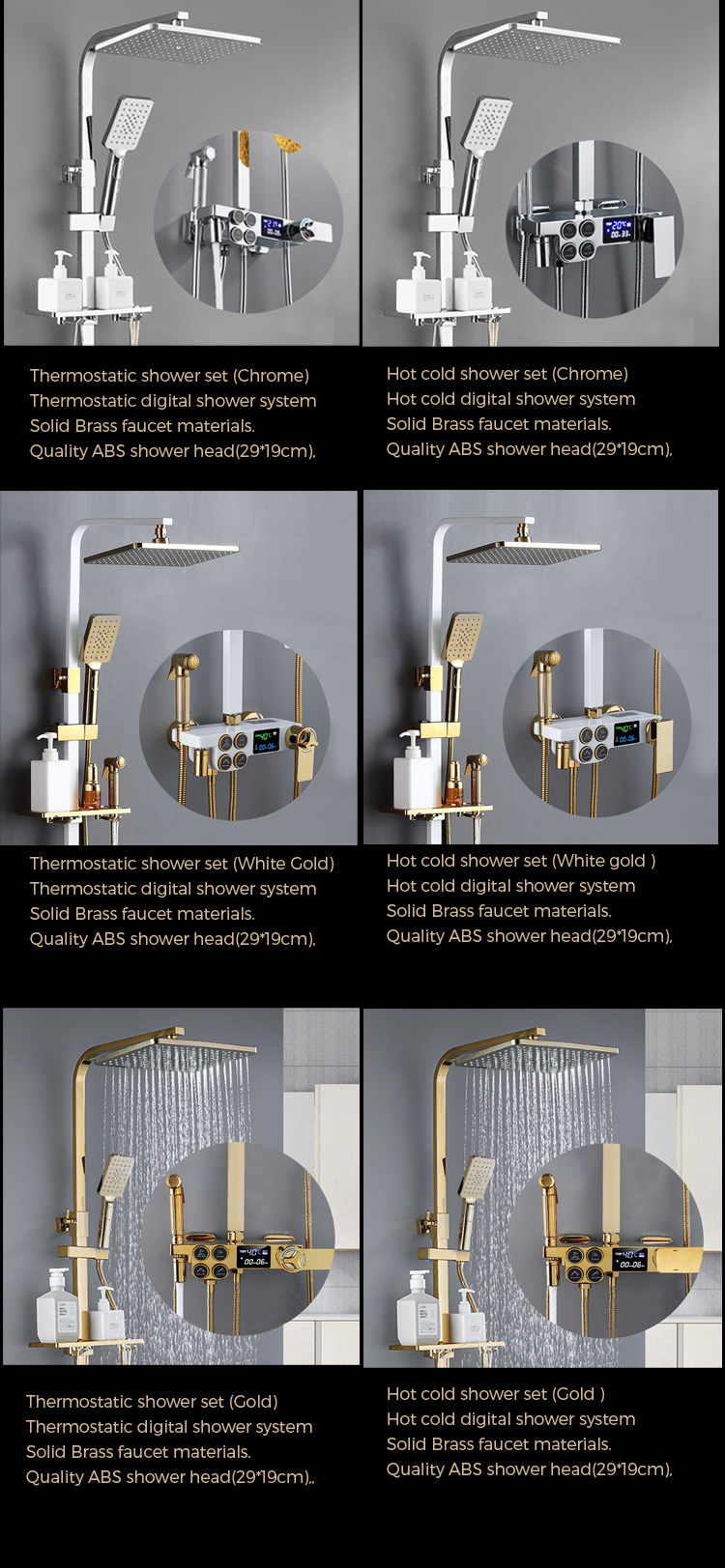Shower Set Wall Mounted Brass Tap Bathroom Taps Luxury Brass Kits