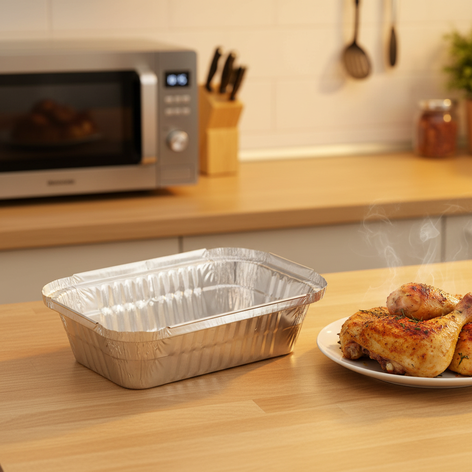 940ml Disposable Aluminum Foil Rectangular Container Heavy Duty Baking ...