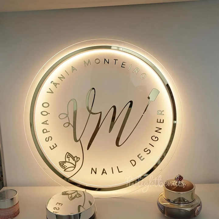 Custom Round LED Backlit Acrylic Business Logo Sign Board Business Sign ...