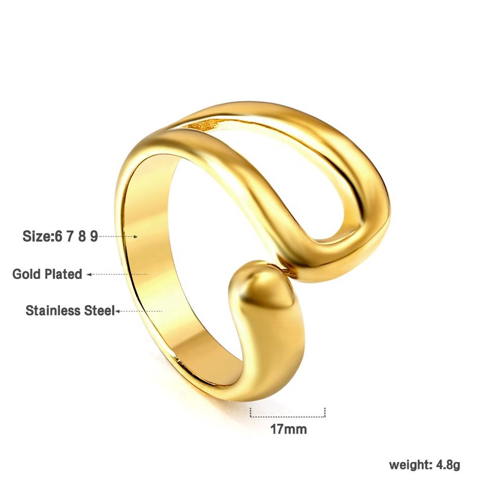 Customizable 18K Gold Plated Stainless Steel Finger Rings Women Trendy ...