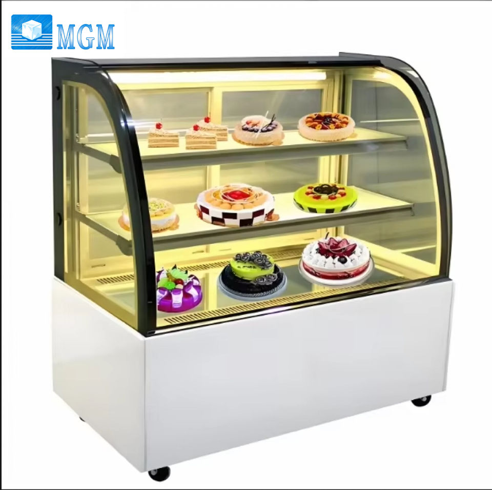 Freestanding Curved Glass Upright Pastry Display Cabinet Cake Cooler ...