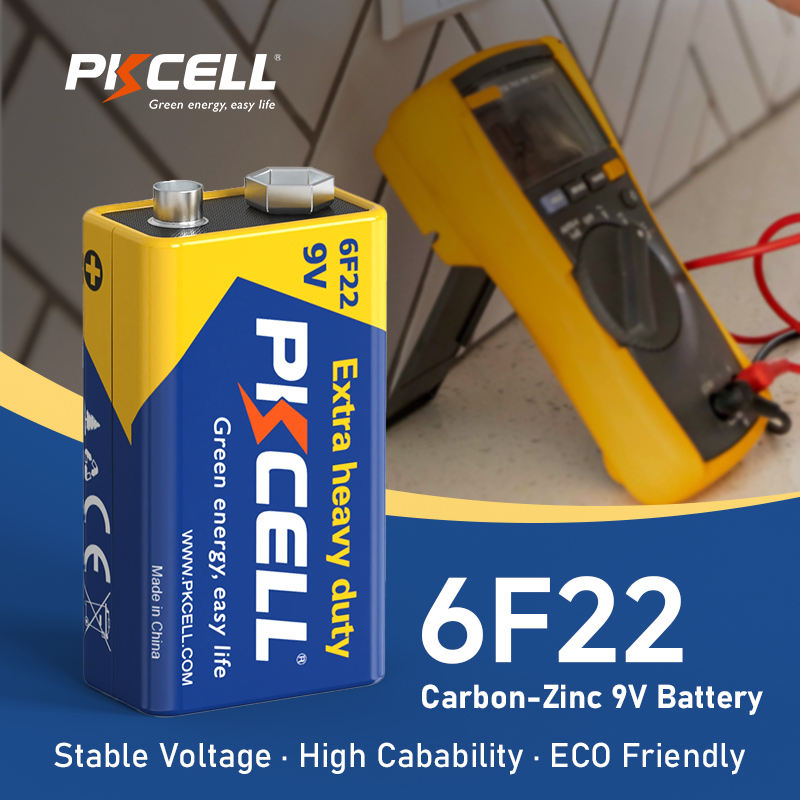 PKCELL Extra Heavy Duty 9Volt Dry Power Carbon Zinc Battery 6F22 for ...