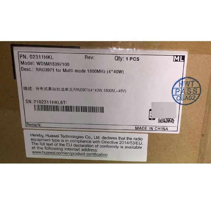 RRU3971-1800M 02311HKL WD5MJRUIG30 - 4*40W Multi-Mode RRU