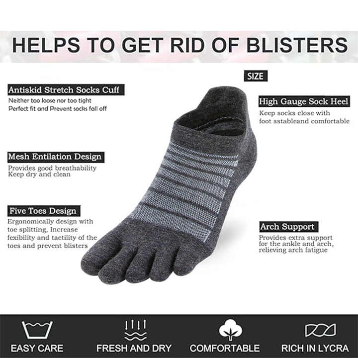 Custom Logo 5 Five Toe Running Socks - Merino Wool