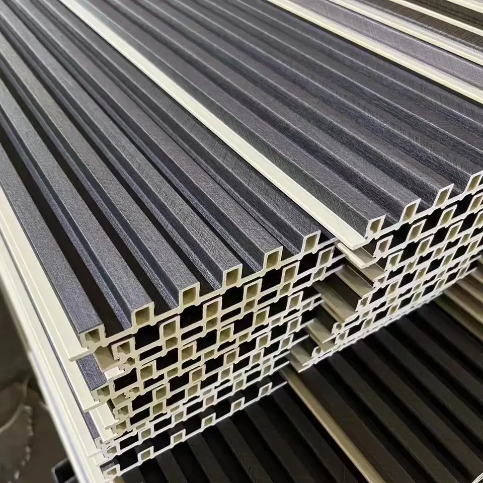 Chinese Factory WPC Fluted Wall Panel WPC Board Slatted WPC Papiers ...