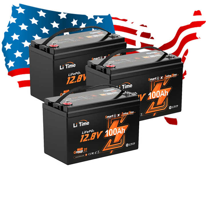 EU US STOCK 12V 100Ah BMS LiFePO4 Smart APP Battery for Marine Trolling ...