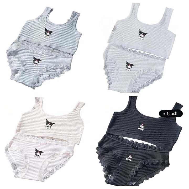 Underwear Set Kuromi Cute Anime Lace Underwear Cotton Bra and Panties ...