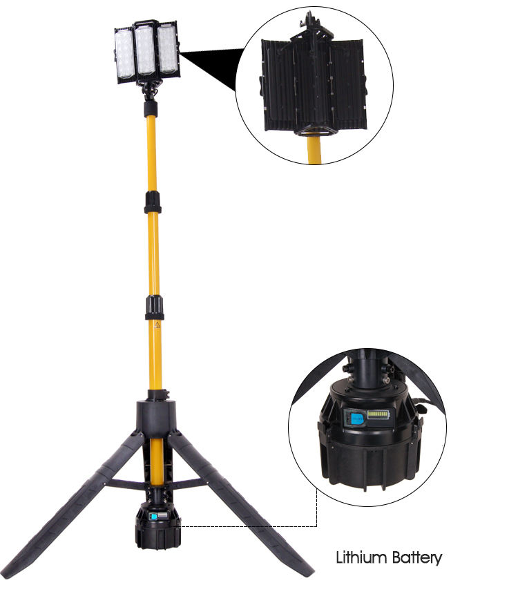 10000LM Remote Area Work Light 108W Rechargeable LED Tripod Work Light ...