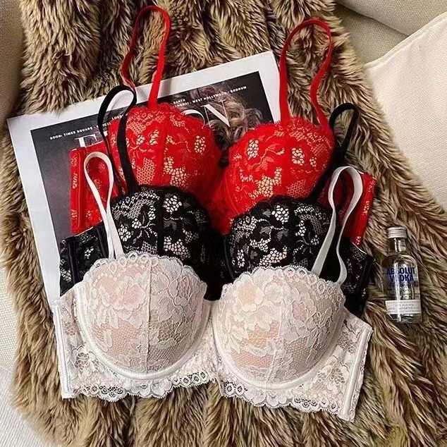 New design bras for women gathered with sponge push up bra lace Bra