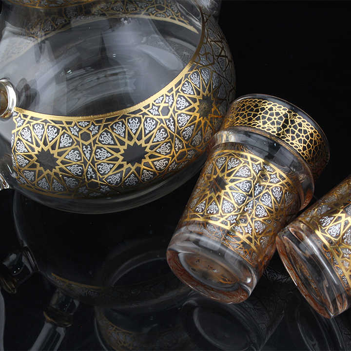 Classic 12pcs Gold&silver Arabic Moroccan Style Tea Cup Sets for Gifting