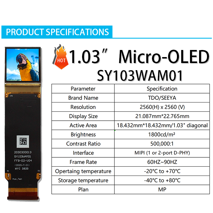 Seeya 1.3 Inch SY130LJM01 4000nits Micro OLED for AR VR