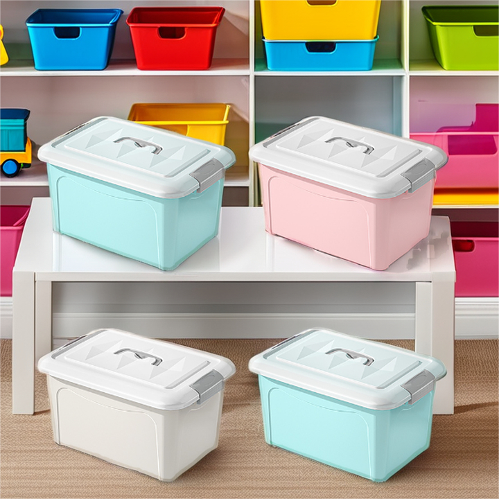 Colorful Plastic Storage Bins & Boxes with Carrying Handle and Lid ...