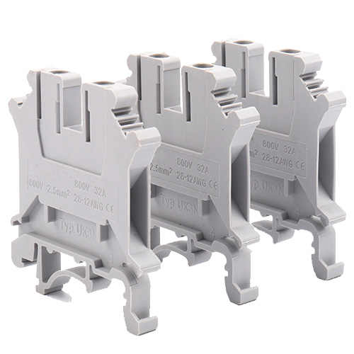 UK Series UK3N Gray Wire Connector DIN Rail Mounted 24-12 AWG 32A 800V ...