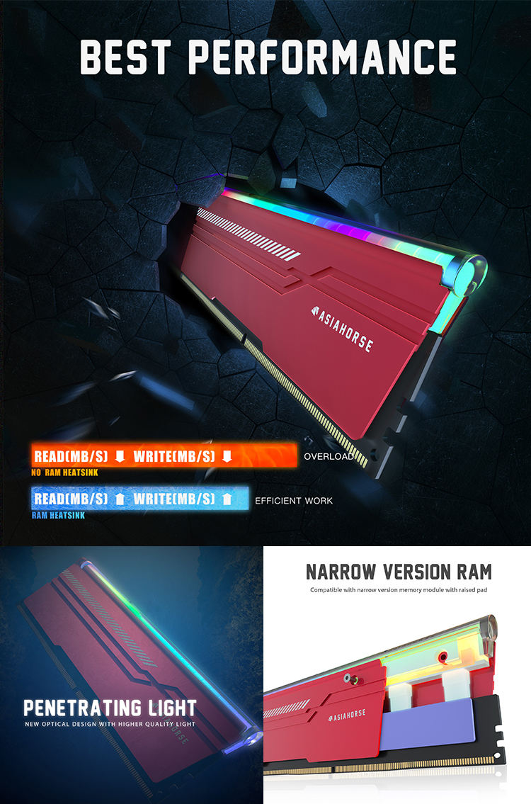 5v Argb Ram Cooler Colorful Lights Memory Module Radiator Cooling ...