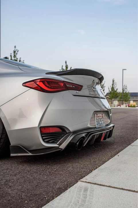 New Infiniti Q60 2-Doors Carbon Fiber Rear Splitter with Upgrade Spats ...