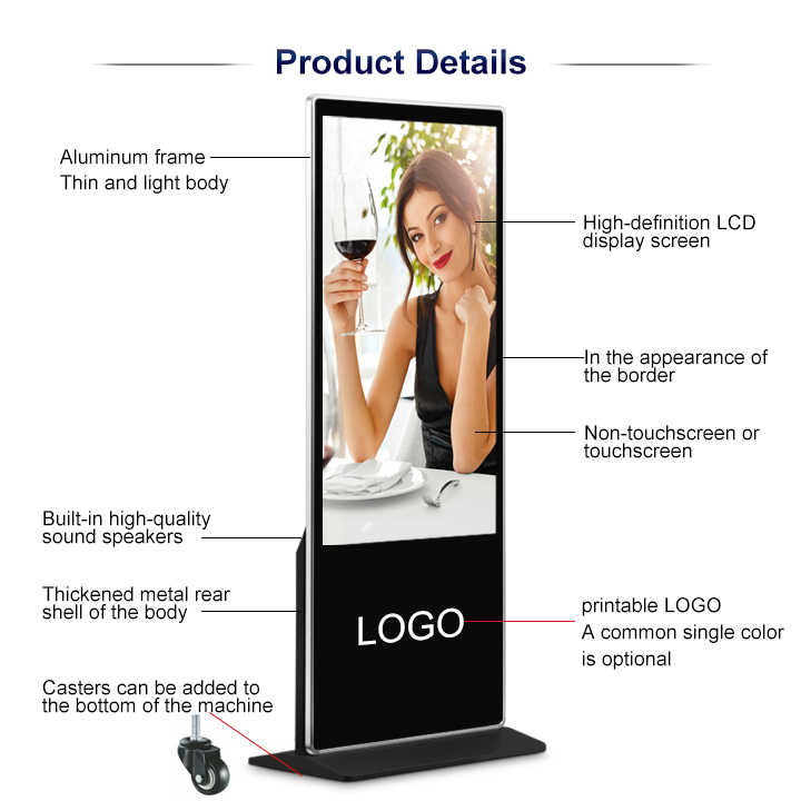 55 Inch Windows Android Touch Screen Kiosk Totem Display Advertising ...