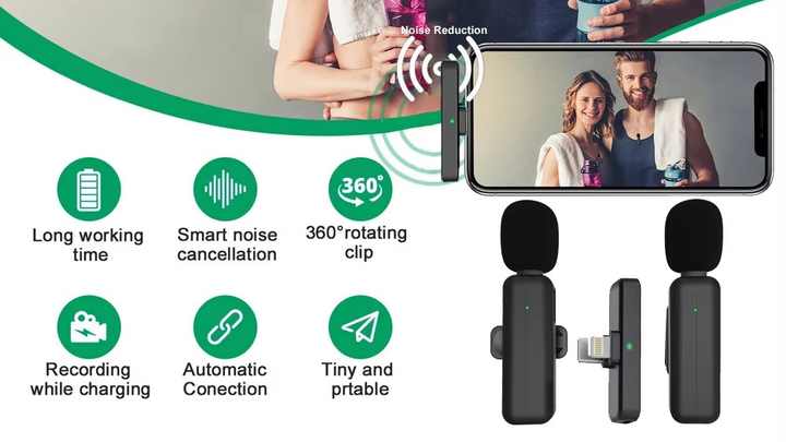Portable Wireless Lavalier Microphone Omnidirectional Condenser ...