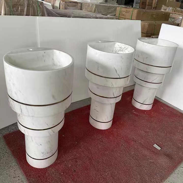 Luxury Calacatta Viola Marble Sink - Oval Stone Wash Basin