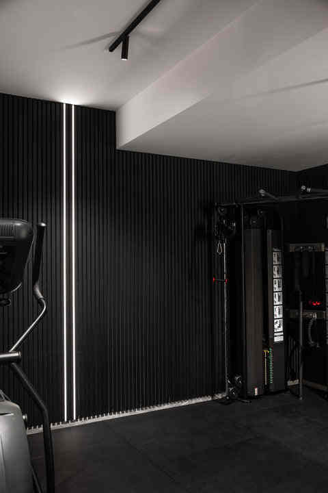 Black 3d Soundproof Wood Slat Wall Panel With Led Lights - Oem Available
