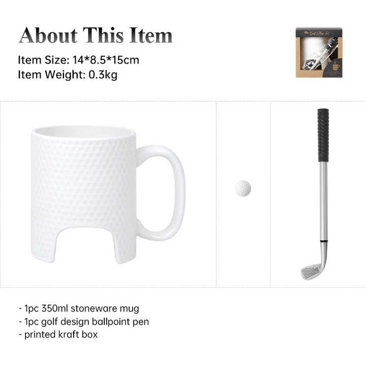 Eco-Friendly Stoneware Mug & Ballpoint Pen Sets With Golf Shape Ceramic ...