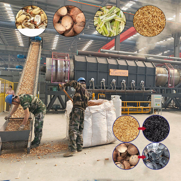 Full Automatic Coconut Shell Waste Carbonizing Machine Hazelnut Shell ...