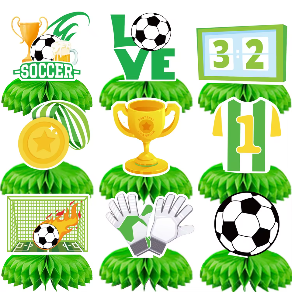 Portable Football Birthday Party Green/Yellow/Black Honeycomb Ornaments ...