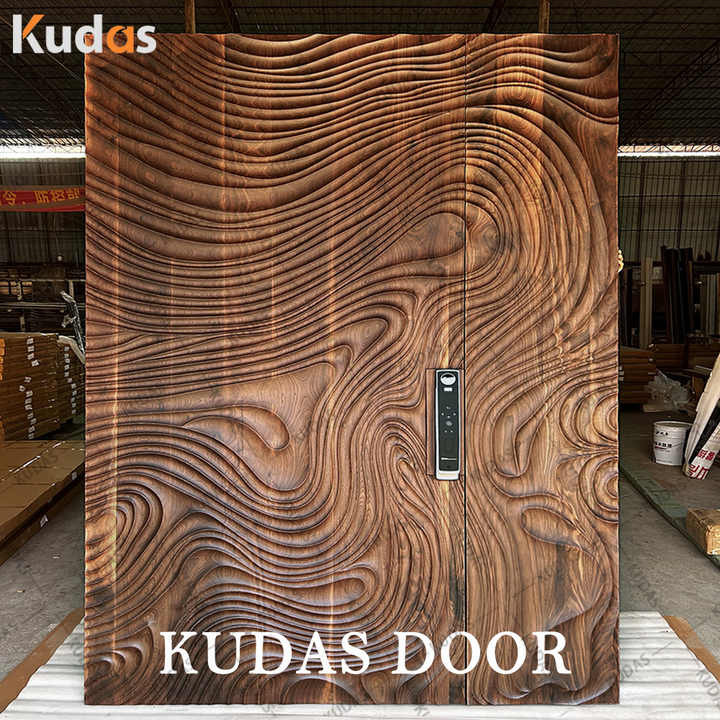 Luxury Postmodern 3D Carving Timber Wooden Solid Wood Door