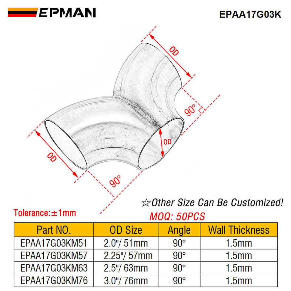 EPMAN Stainless Steel Universal Welding Exhaust Pipe Precision T-Style ...