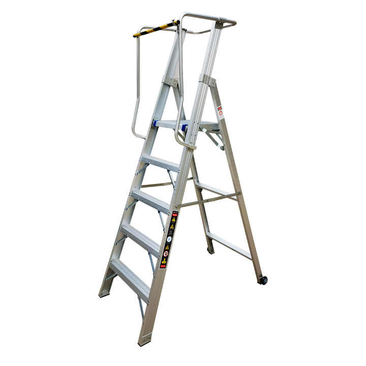 Aluminum Alloy Platform Ladder - 16 Steps Safety Handrail