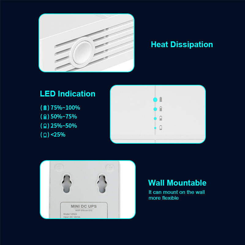 Mini DC UPS with 12V 2A for Network Wifi Backup Power Supply Smart Chip ...