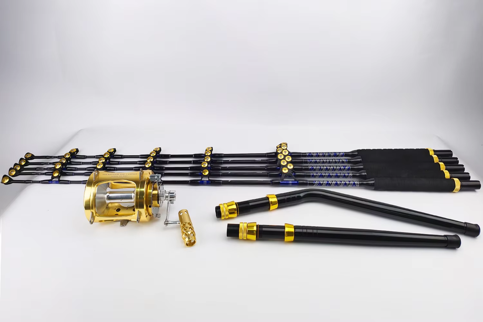 Big Game Fishing Rods Trolling Rod with Deep Sea Saltwater Roller ...
