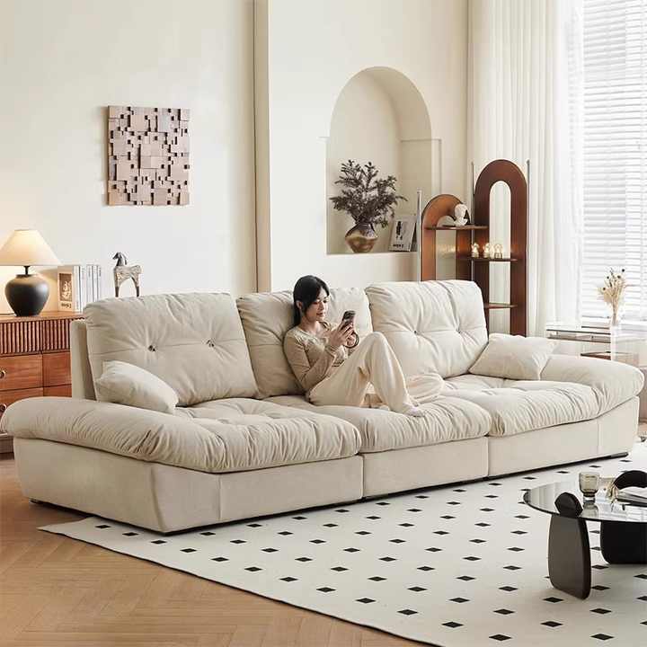 Cream wind cat scratch cloth cloud sofa back adjustable sofa living ...