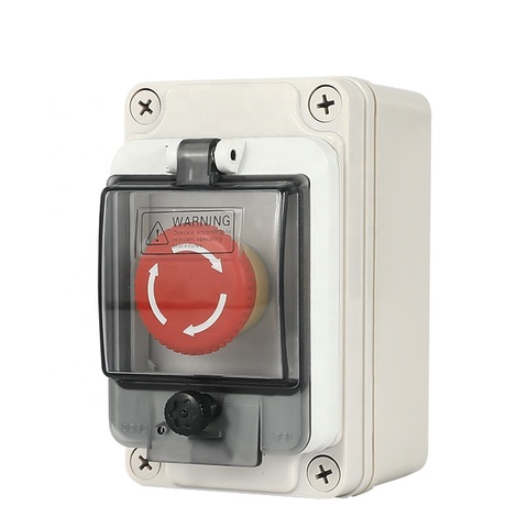 Red Sign Emergency Stop Push Button Switch - IP65 Rated with Round Head ...
