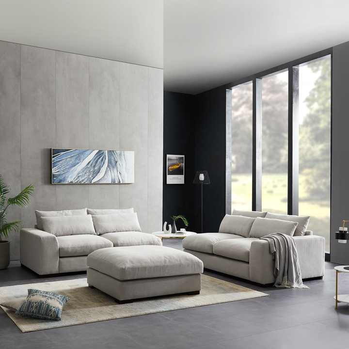 Modular Corner Sectional Couch for Living Room - Light Grey