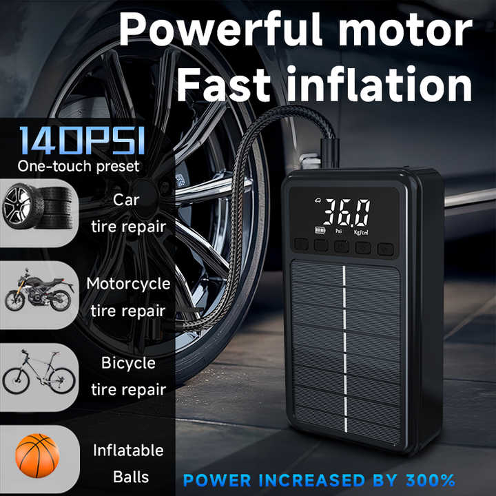 Multifunction 4-in-1 Solar Car Jump Starter Power Bank with air Pump ...