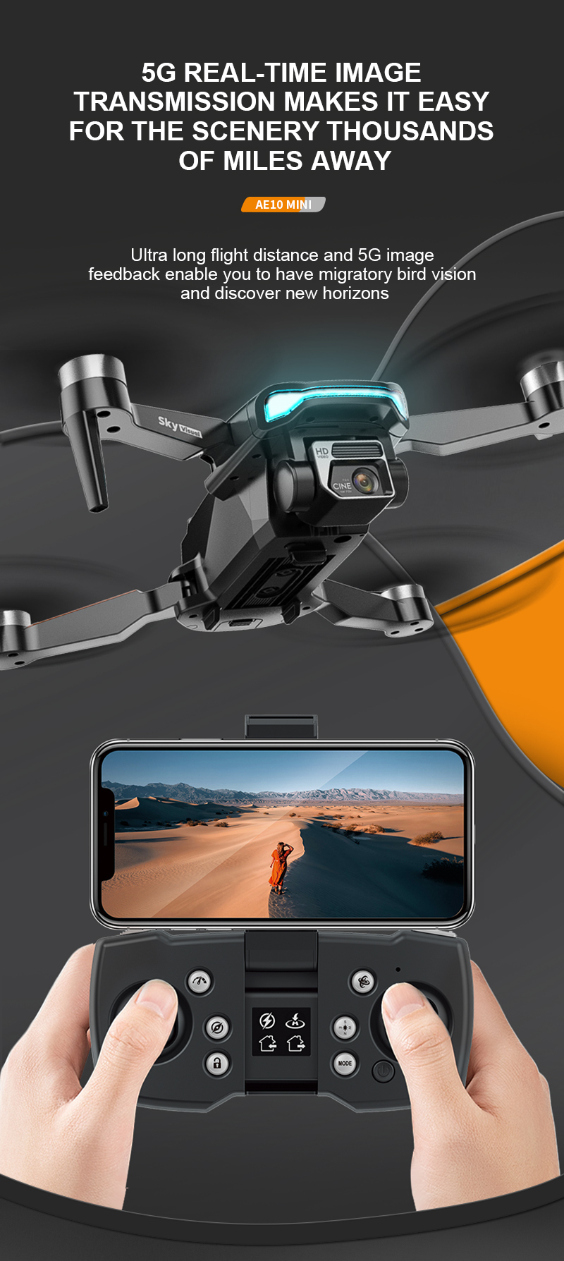 AE10 Drone - GPS WIFI Brushless Drone 8K HD Dual Camera Professional 8 ...